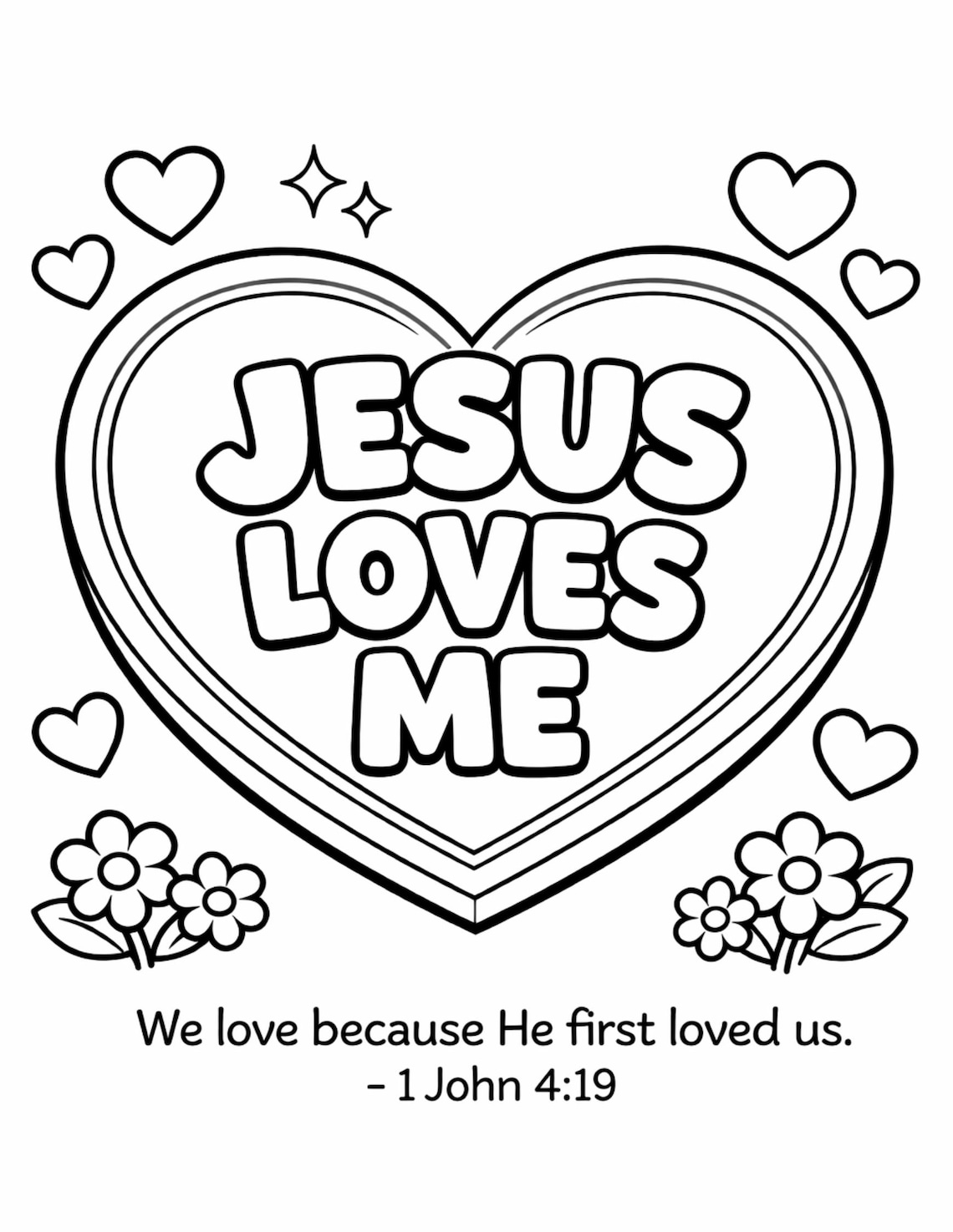 Jesus Loves Me Coloring Page Christian Preschool Bible Printable PDF - Etsy