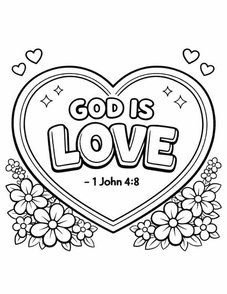 God is Love Coloring Page Christian Preschool Bible Printable PDF, PNG ...