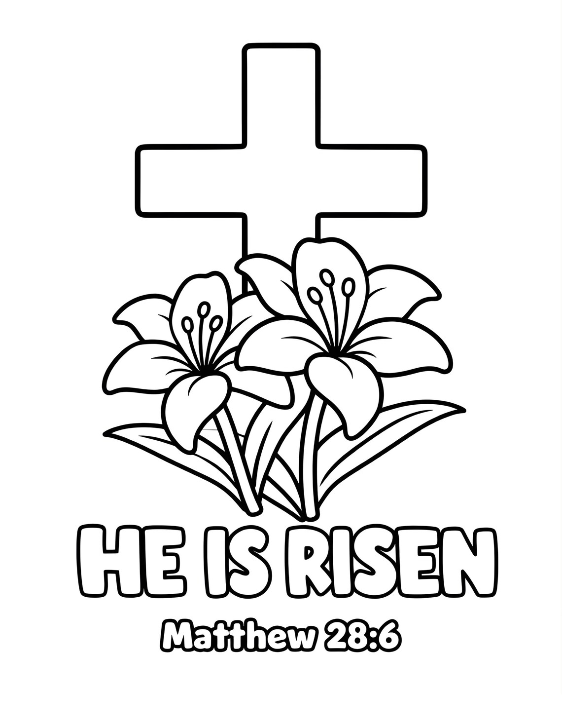 He is Risen Coloring Page | Easter Bible Activity, Matthew 28:6 ...