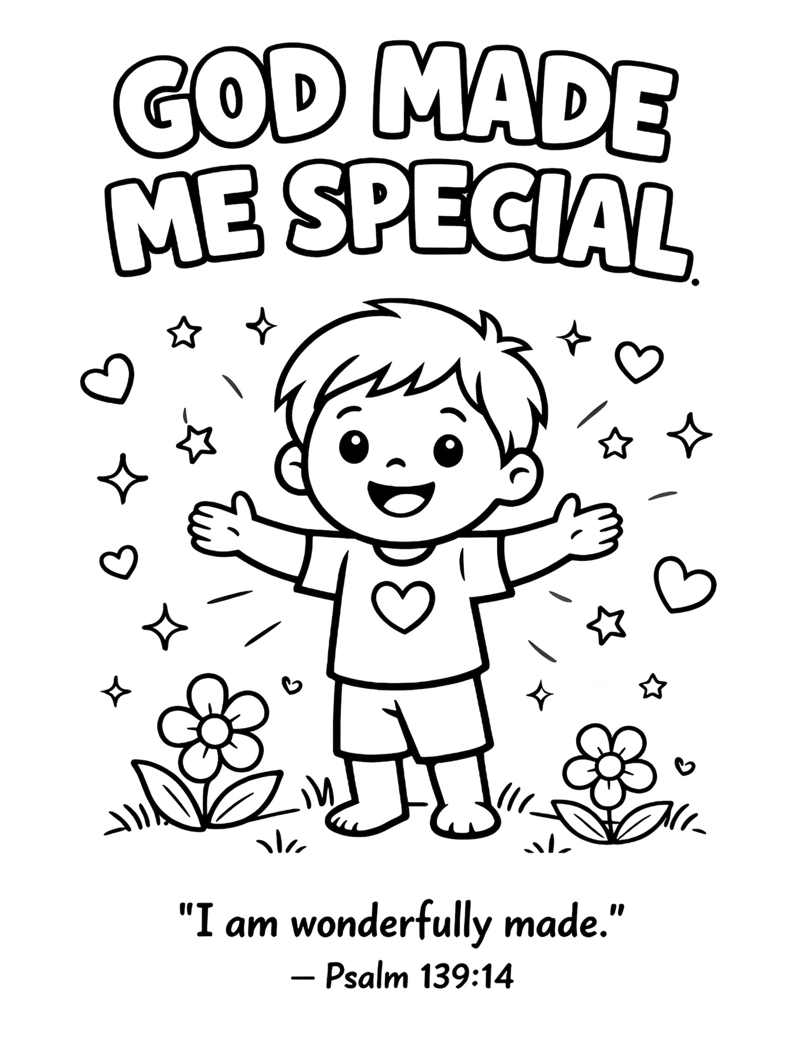 God Made Me Special Coloring Page | Christian Preschool Bible Verse ...