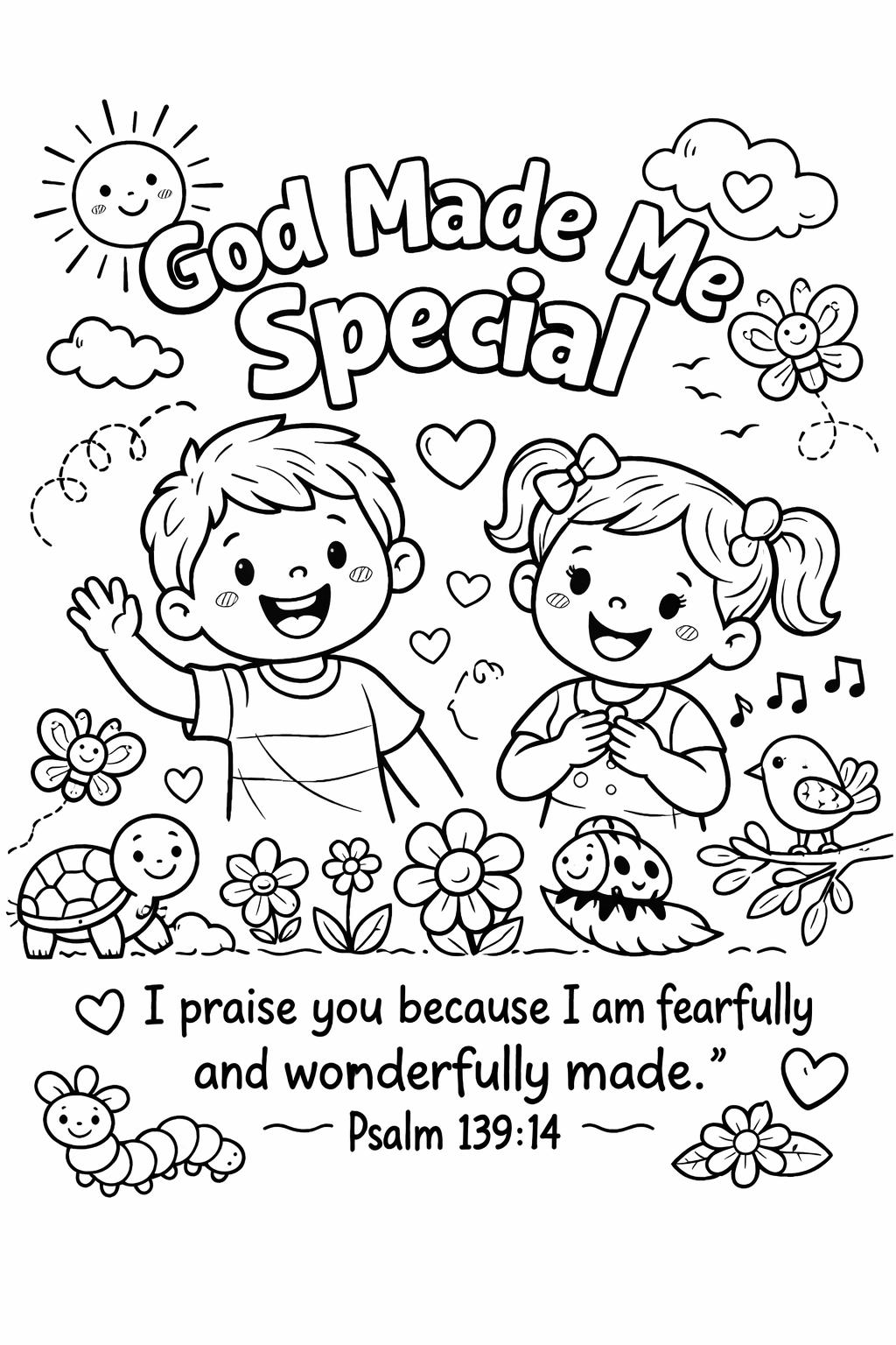 God Made Me Special Coloring Page | Psalm 139:14 (PDF Printable) - Etsy