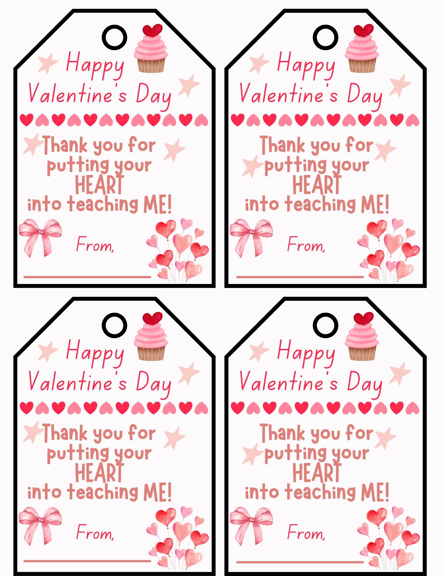 Teacher Valentines Day Gift Tags - Etsy