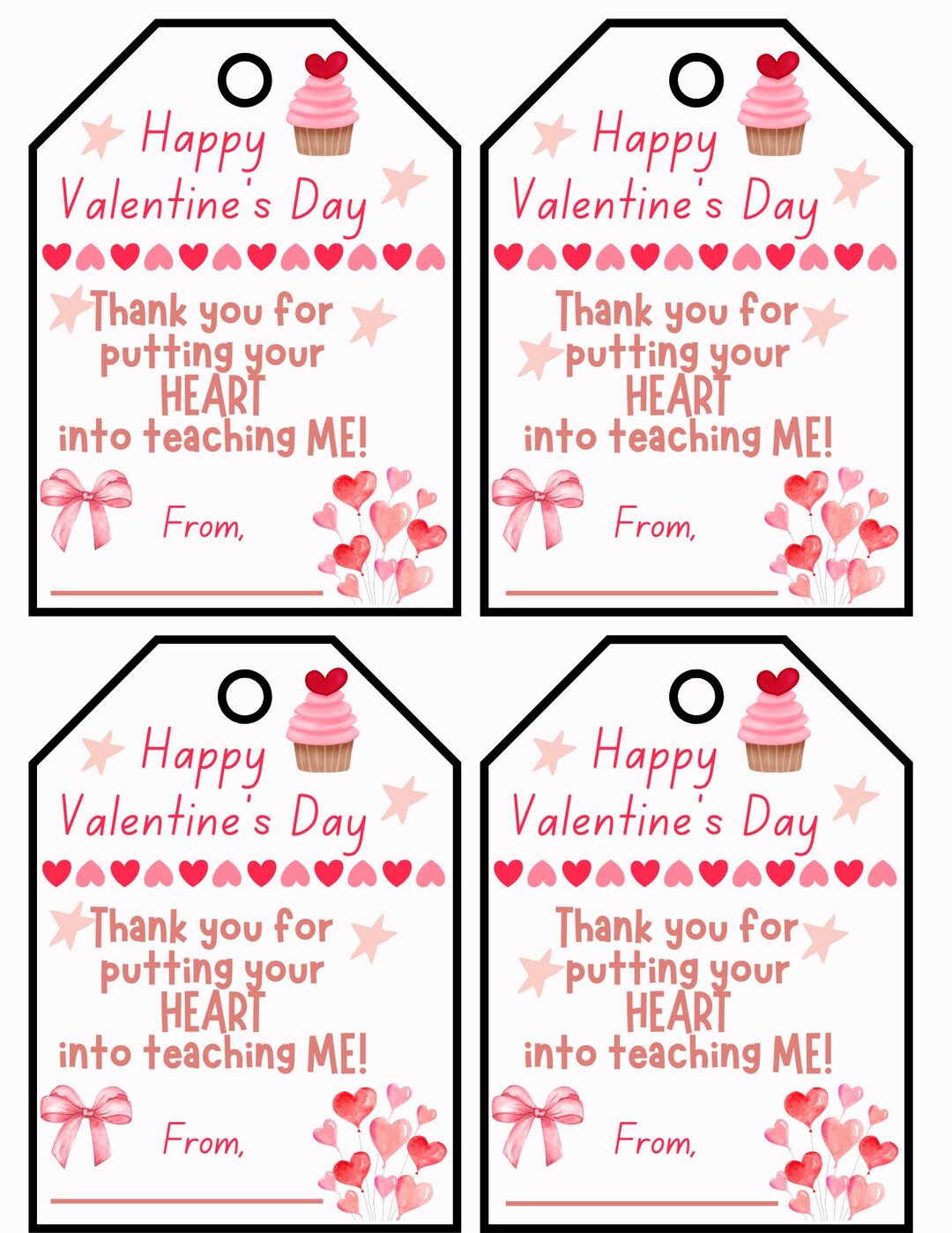 Teacher Valentines Day Gift Tags - Etsy
