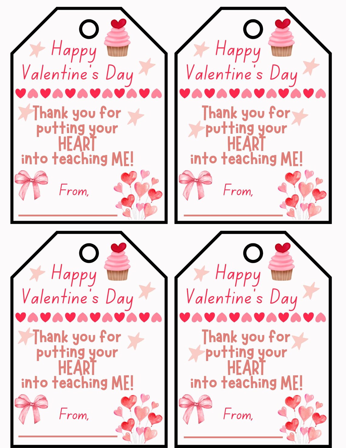 Teacher Valentines Day Gift Tags - Etsy