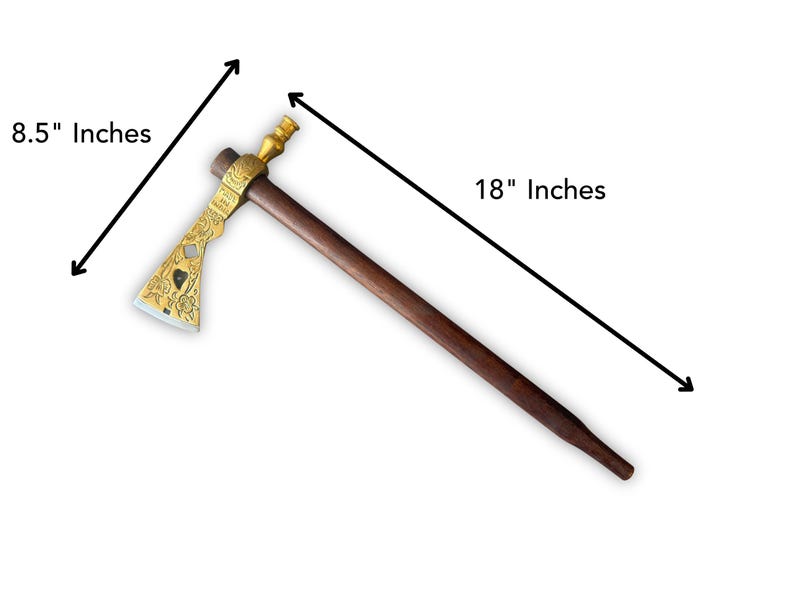 Handcrafted Decorative Tomahawk Peace Pipe 18 Inches – Brass Etched ...