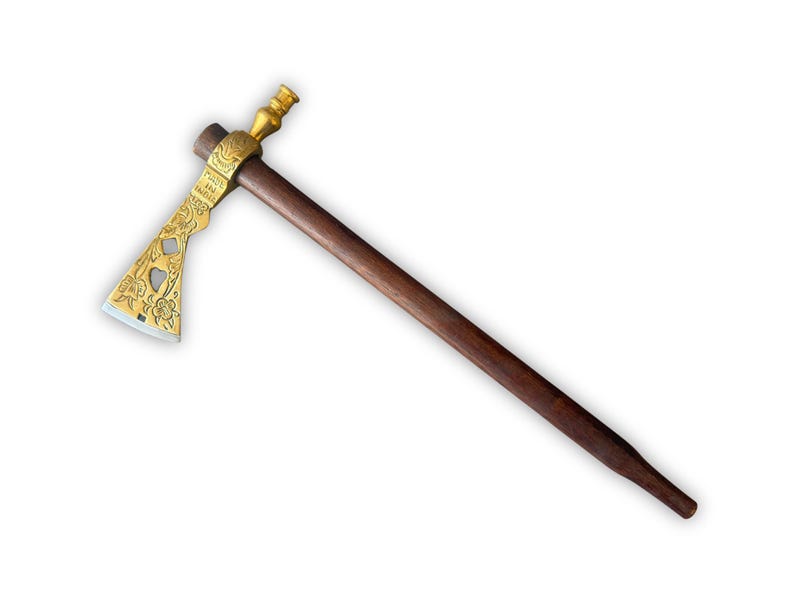 Handcrafted Decorative Tomahawk Peace Pipe 18 Inches – Brass Etched ...