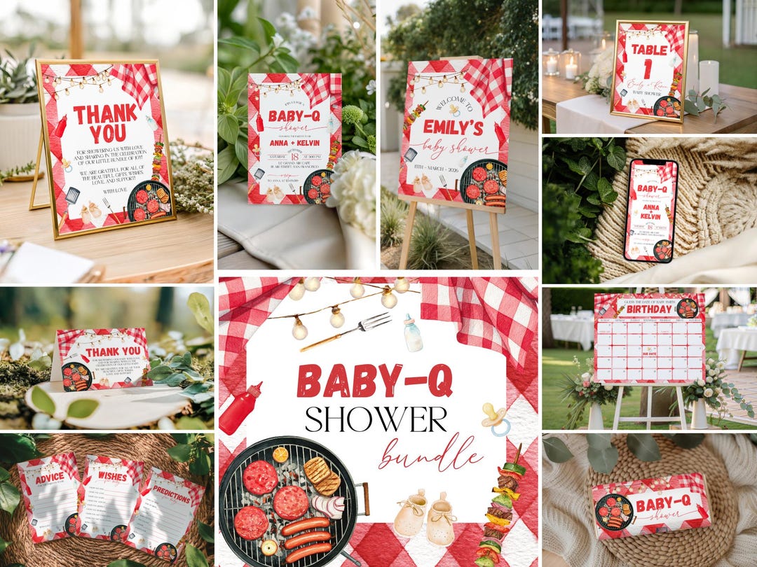 Baby Q Shower Bundle, Backyard BBQ Baby Shower Decor, Bun in the Oven ...