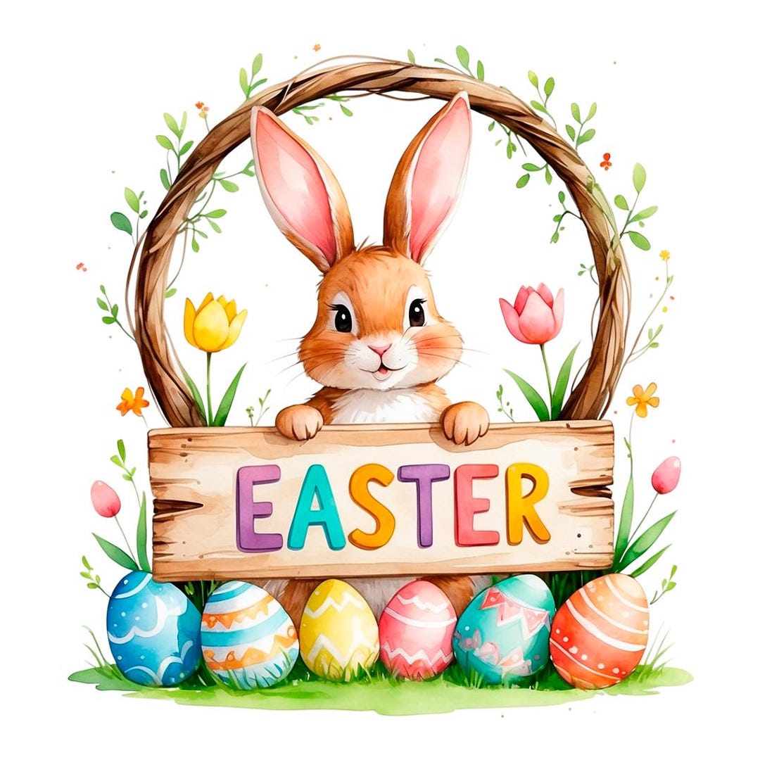 Easter Bunny Clipart Set, 20 PNG Transparent Rabbit Illustrations for ...