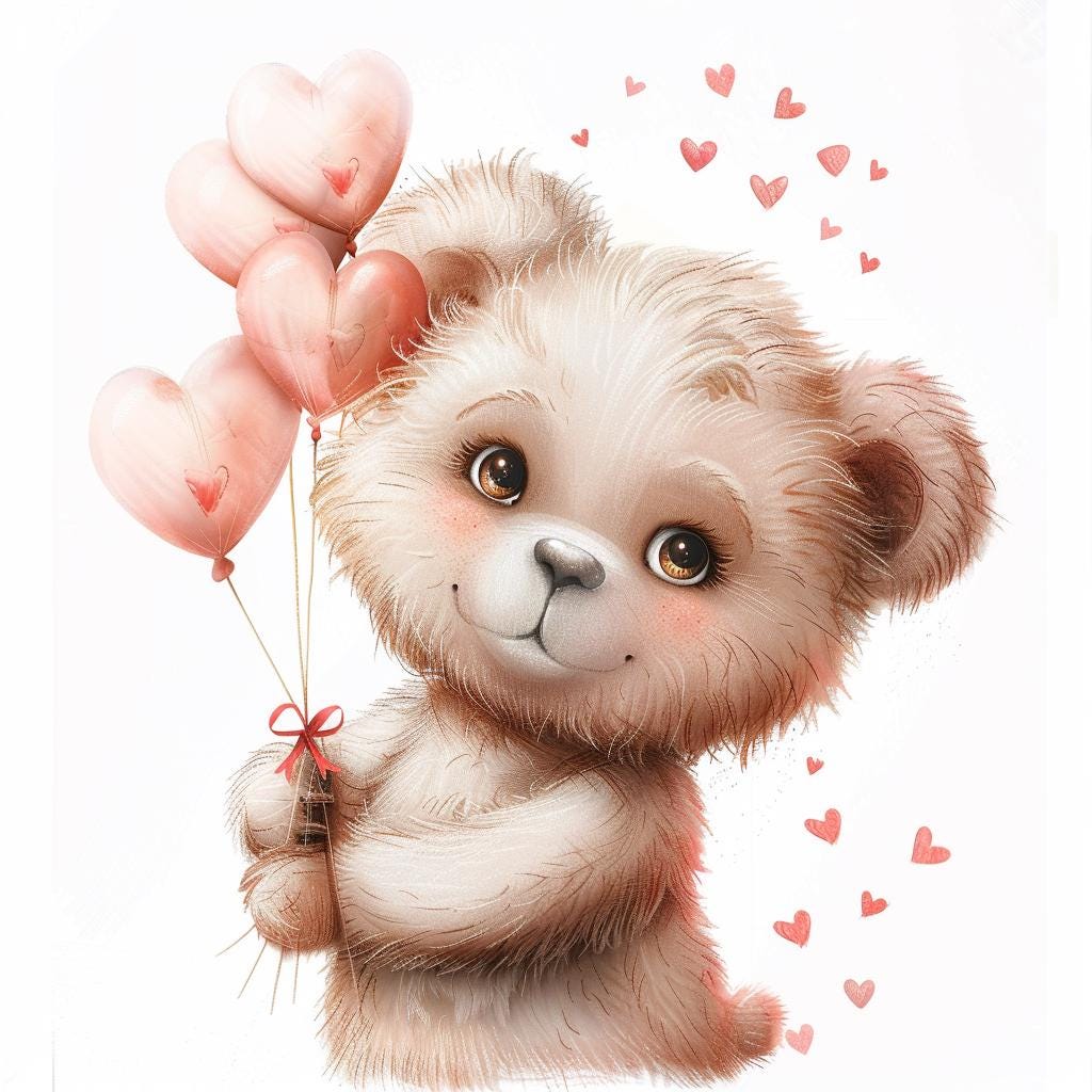 Valentine Animal Clipart Set, 13 PNG Transparent Love Illustrations for ...