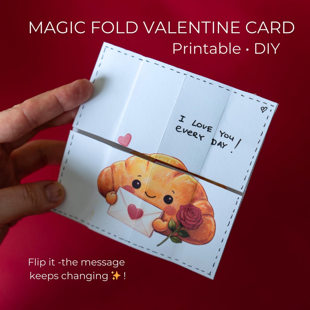 Magic Fold Valentine's Card Printable, Interactive DIY Card, Last ...