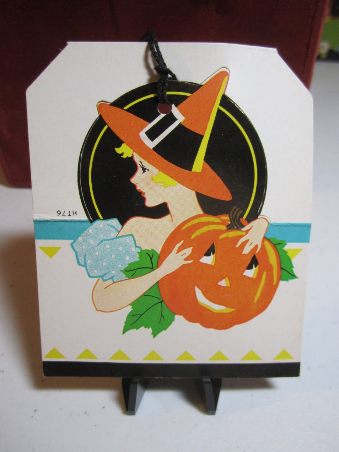 1930's-40's Unused Art Deco Die Cut Halloween Bridge Tally Card Profile ...