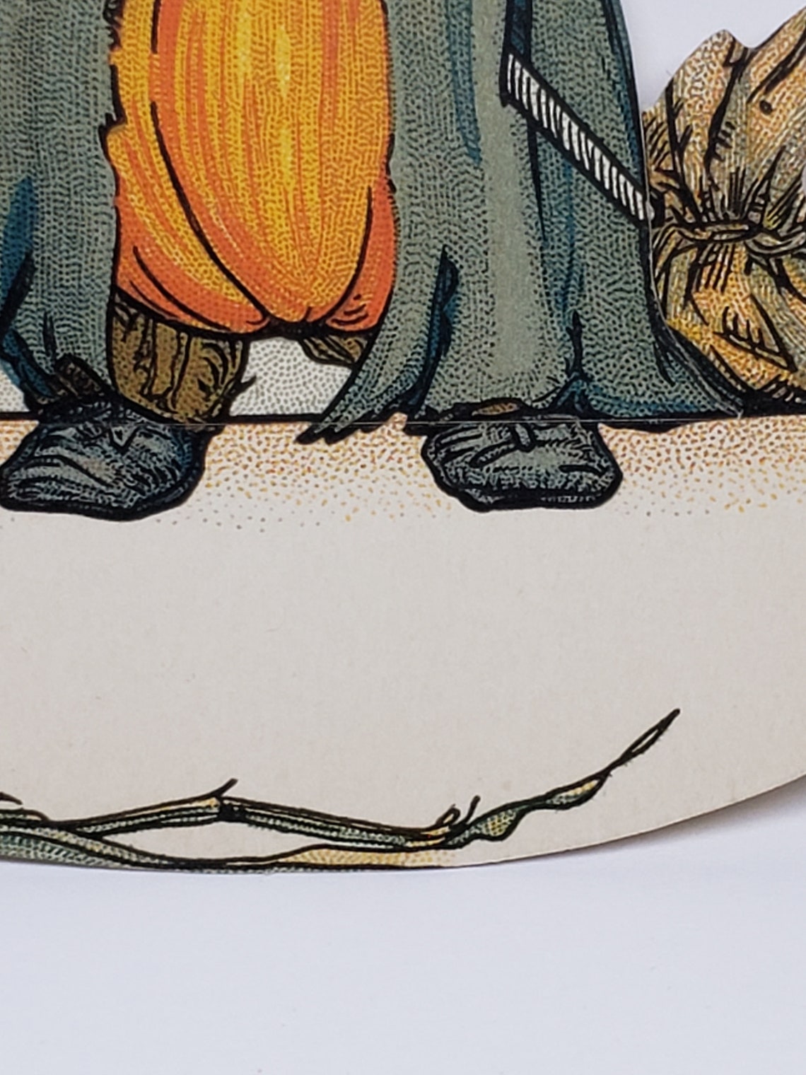 Unused Die Cut 1920's Dennison Halloween Place Card Creepy Pumpkin ...