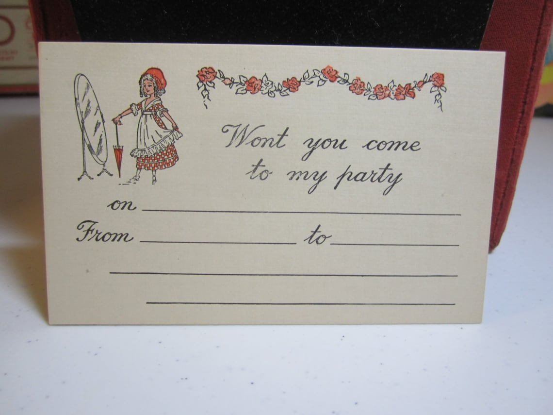 Unused 1910's-20's Party Invitation Graphics of a 18th Century Dressed ...