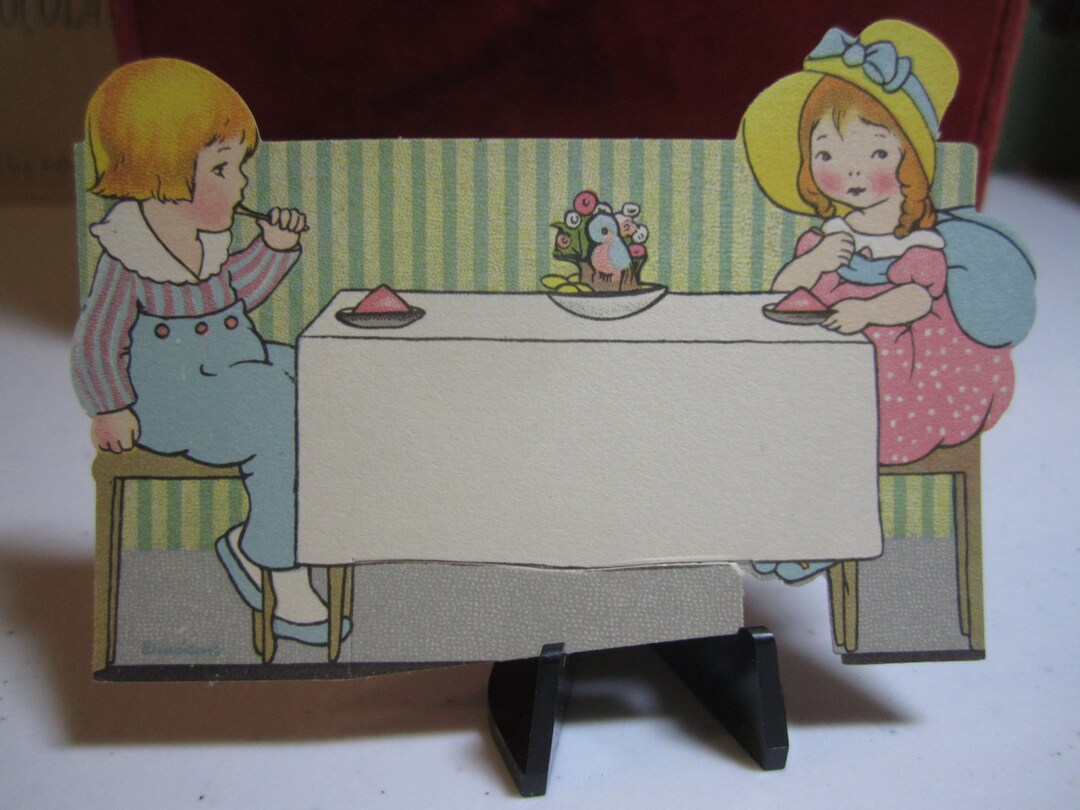 Adorable 1920's Die Cut Dennison Place Card Colorful Graphics of Boy ...
