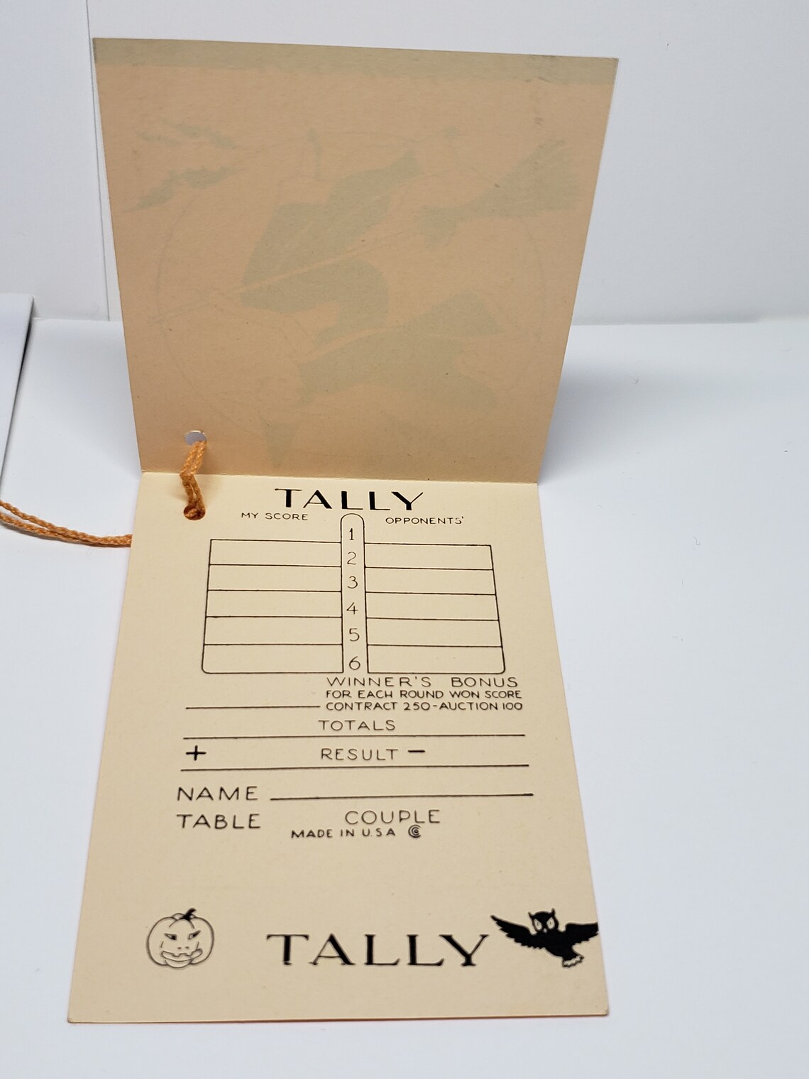 Vintage 1930's Unused Art Deco Bright Orange Halloween Bridge Tally ...
