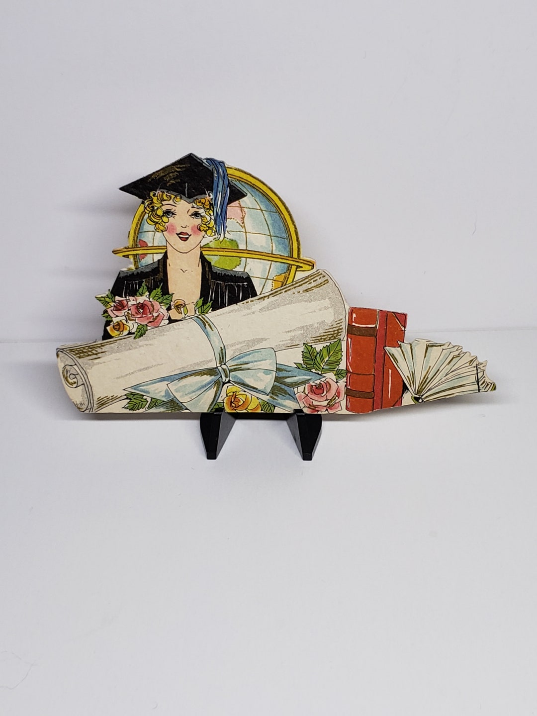 Unused Art Deco 1920's Gold Gilded Die Cut Hallmark Graduation Themed ...