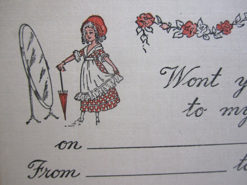 Unused 1910's-20's Party Invitation Graphics of a 18th Century Dressed ...