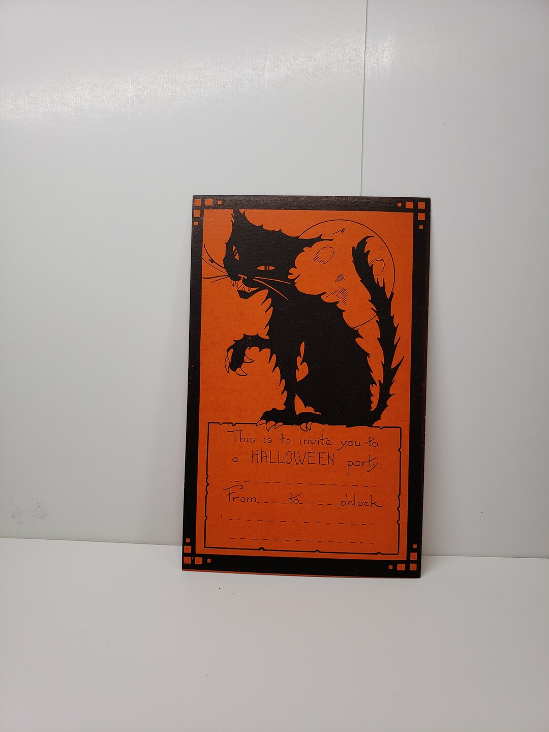 1920's Unused Whitney Made Halloween Party Invitation Postcard Black ...