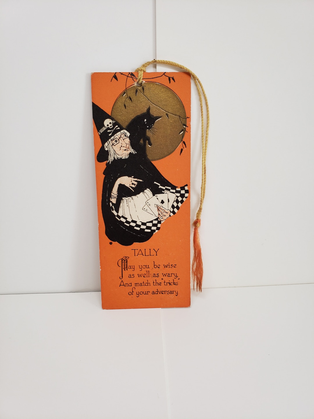 1920's-30's Unused Gold Gilded Rust Craft Halloween Bridge Tally Card ...