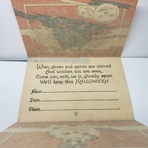 Vintage Unused 1930's Parchment Paper Bi-fold Whitney Halloween Party ...