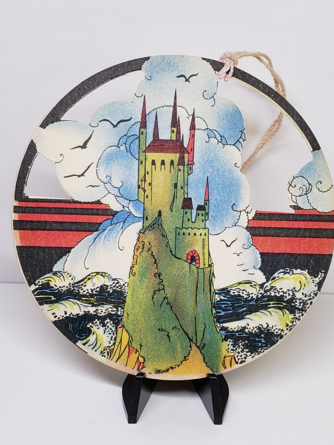 Art Deco 1930's Unused P.F. Volland Round Die Cut Bridge Tally Colorful ...