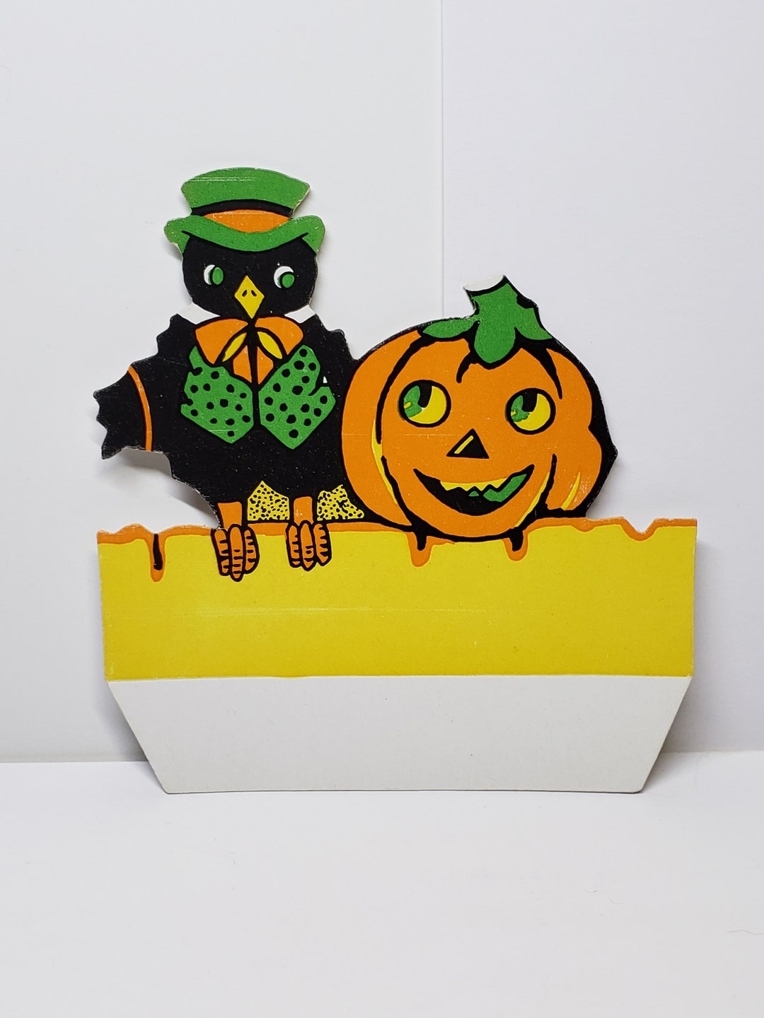Unused Die Cut Colorful 1920's-30's Whitney Halloween Place Card Crow ...