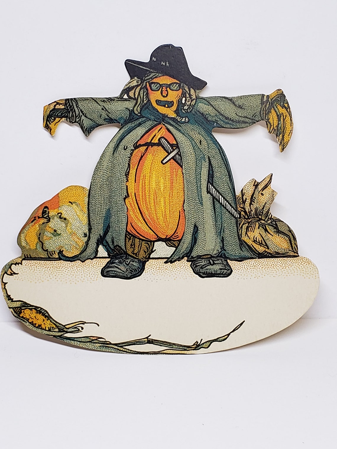 Unused Die Cut 1920's Dennison Halloween Place Card Creepy Pumpkin ...
