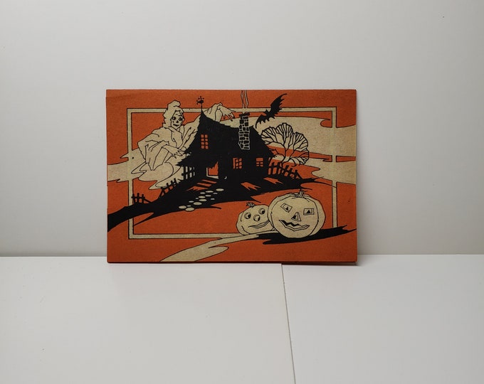 Vintage Unused 1930's Parchment Paper Bi-fold Whitney Halloween Party ...