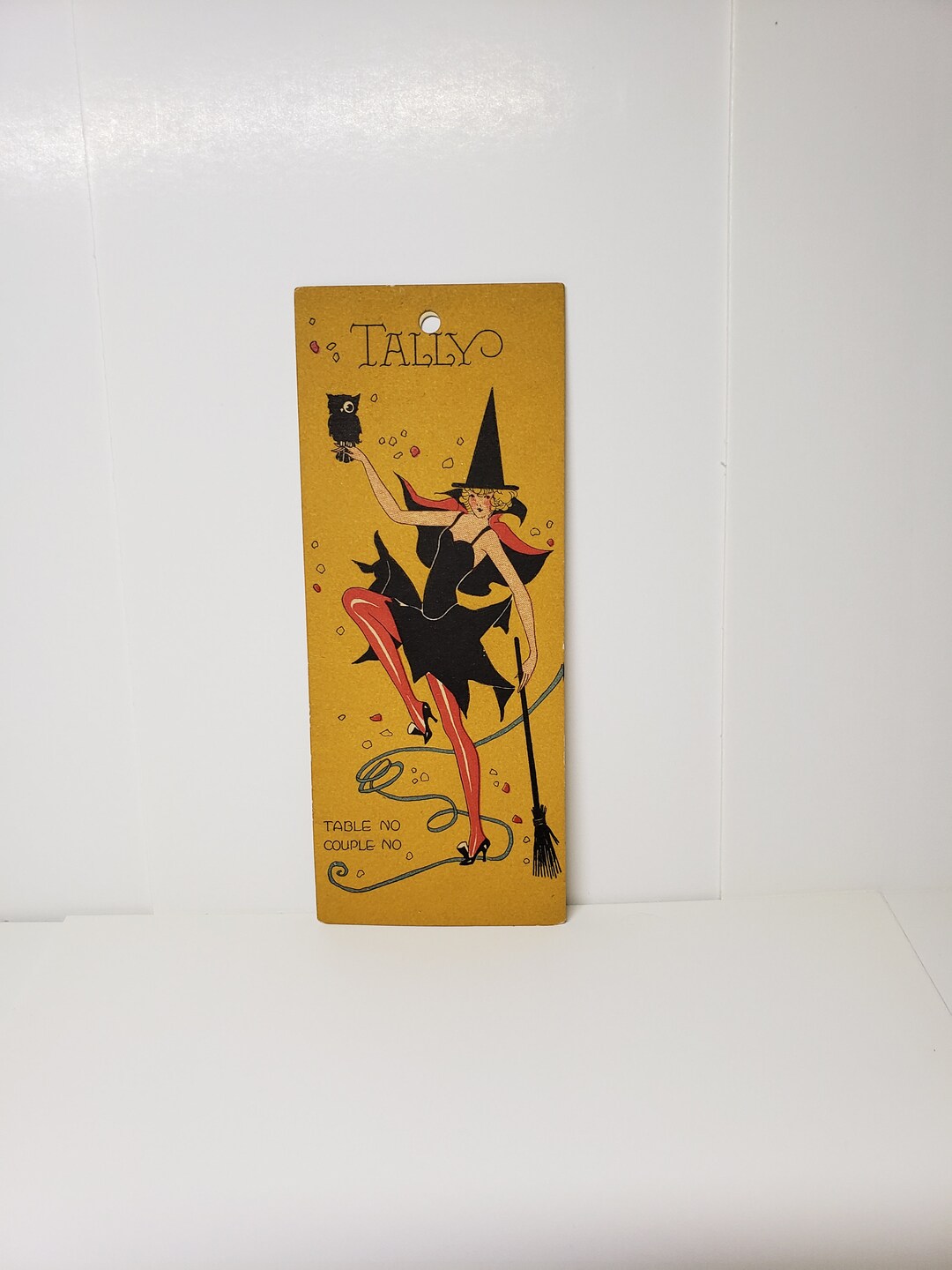Vintage 1920's-30's Art Deco Halloween Flapper Witch Bridge Tally ...