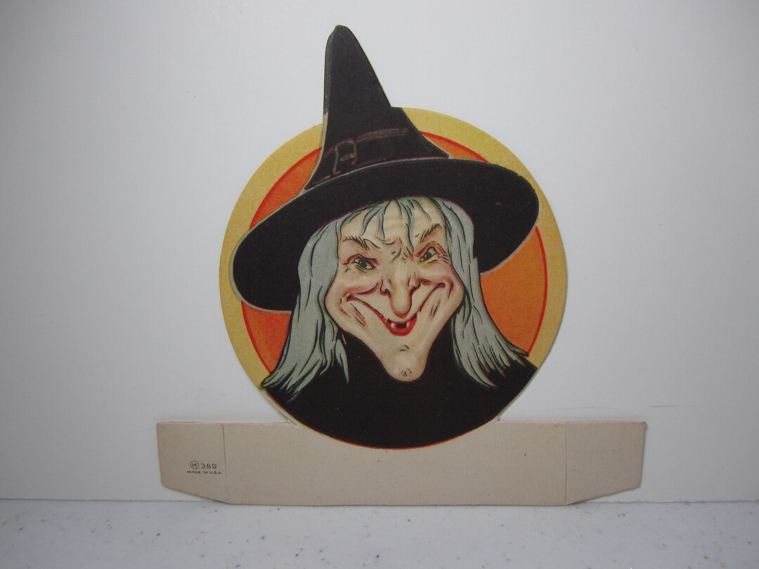 Vintage 1920's-30's Die Cut Unused Hallmark Halloween Place Card Creepy ...