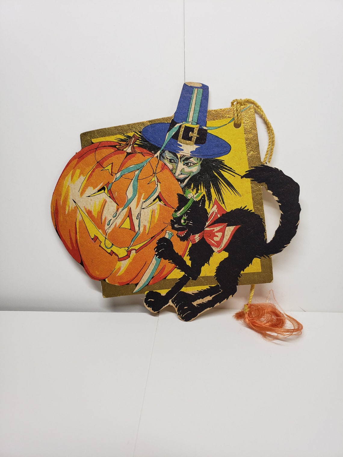 1920's Die Cut Gold Gilded Unused Hallmark Halloween Bridge Tally Scary ...