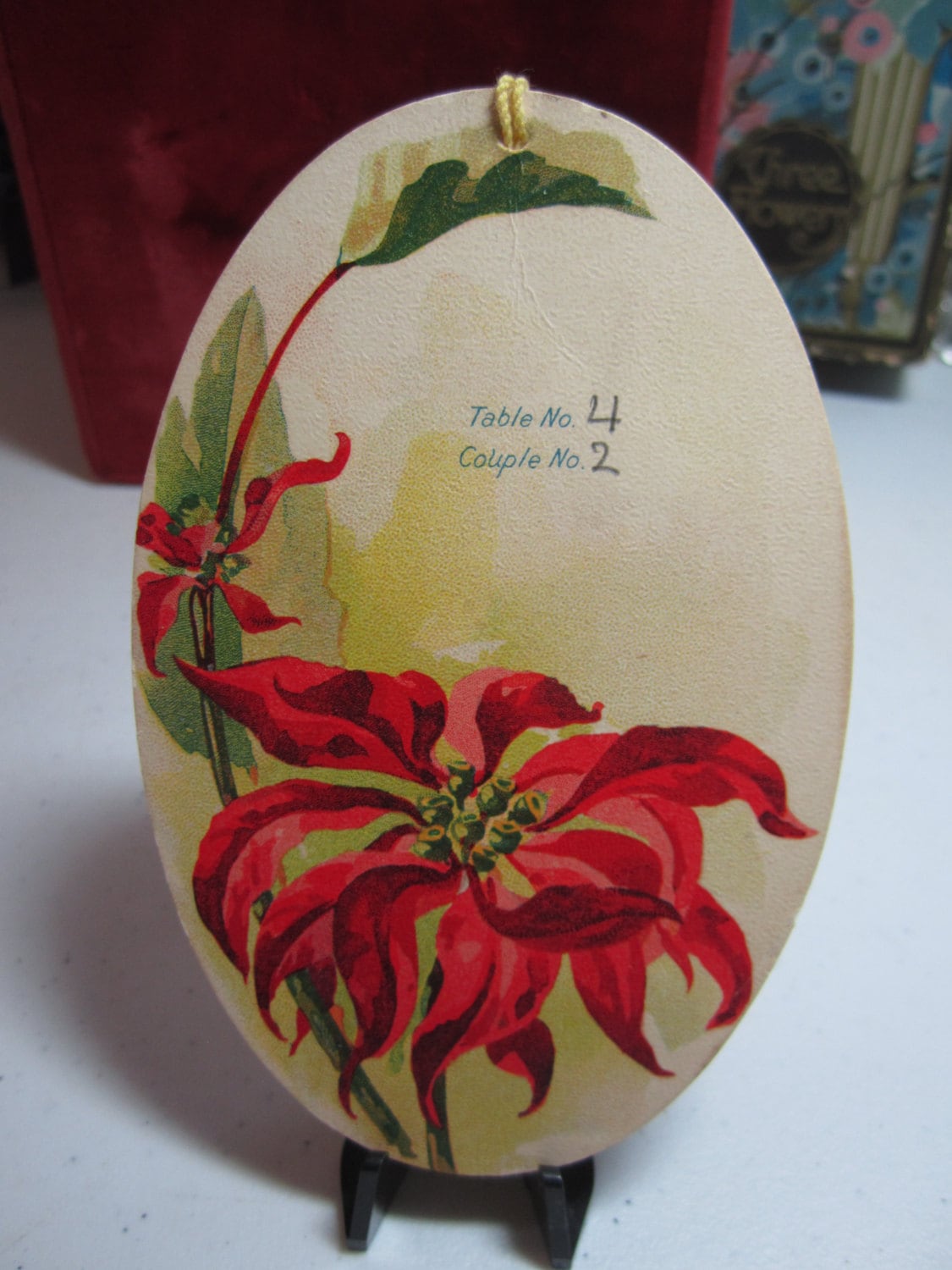 Colorful 1910's Colorful Christmas Bridge Tally Card Oval - Etsy