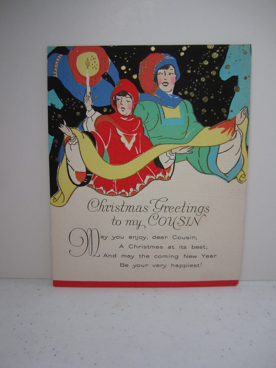 Vintage Unused Rustcraft Art Deco Gold Gilded Hand Colored 1930's ...