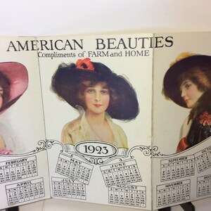 American Beauties 1923 Folding Desk Calendar Compliments of Farm and ...