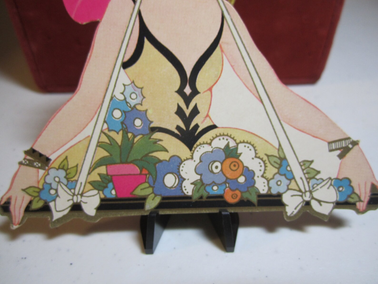 Art Deco 1930's Unused Die Cut Gold Gilded Bridge Tally Pretty Lady in ...