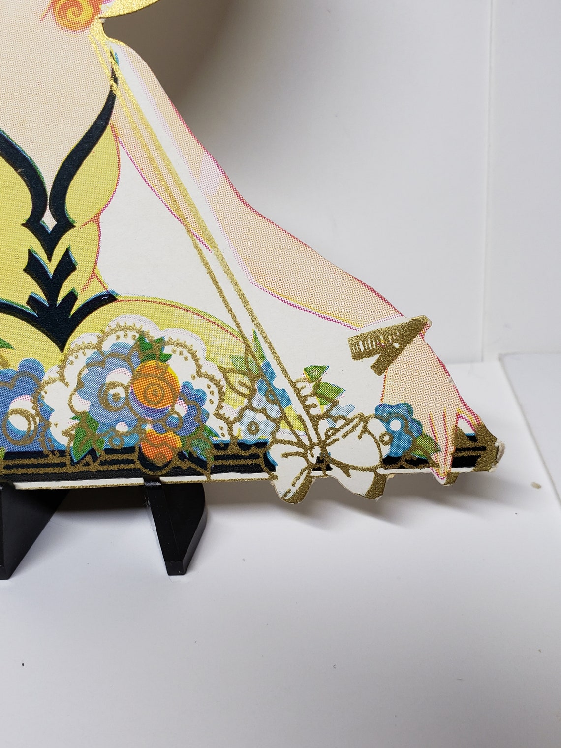 Art Deco 1930's Unused Die Cut Gold Gilded Bridge Tally Pretty Lady in ...
