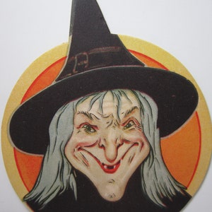 Vintage 1920's-30's Die Cut Unused Hallmark Halloween Place Card Creepy ...