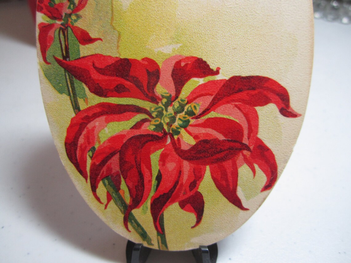 Colorful 1910's Colorful Christmas Bridge Tally Card Oval - Etsy