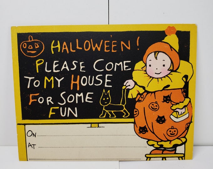 Vintage 1920's Dennison Halloween Party Invitation Child Dressed in ...