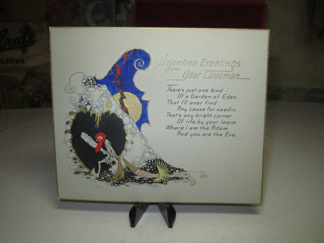 Art Deco Unused 1920's-30's Hand Colored Gold Gilded Valentine Card ...