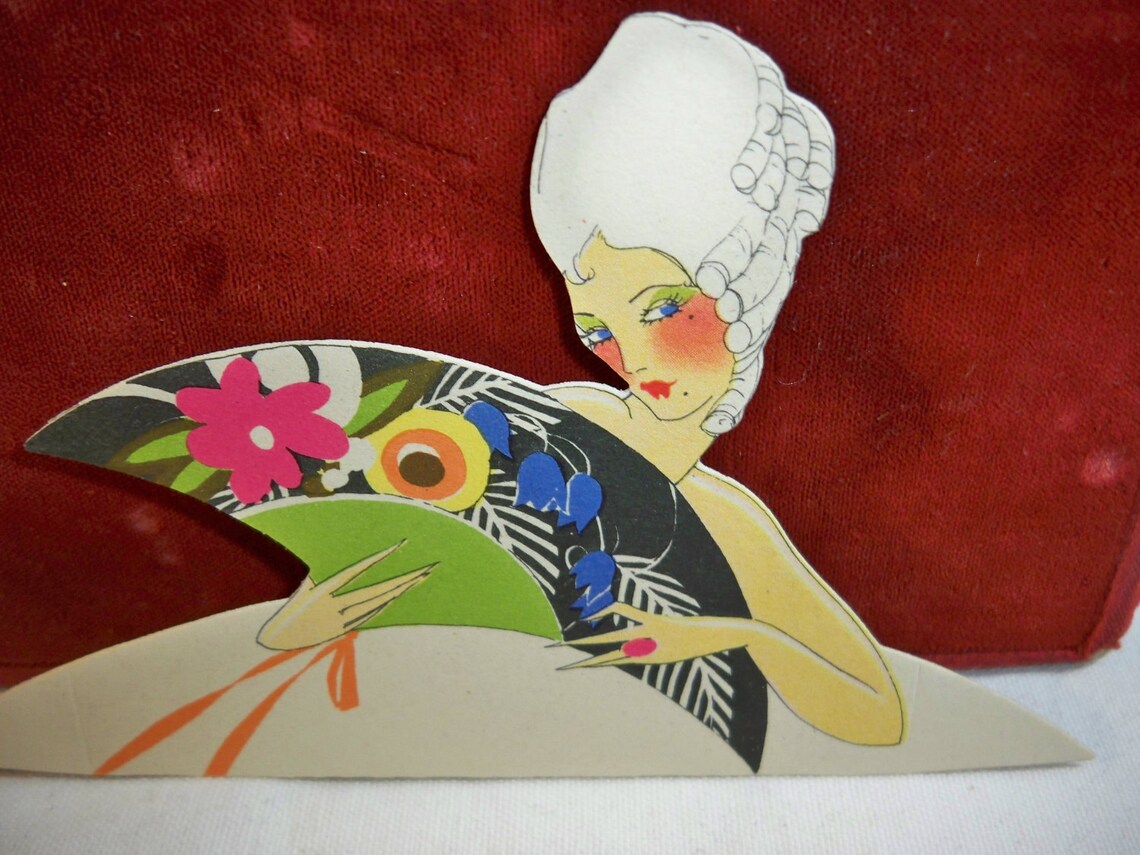 Gorgeous 1920's Art Deco Die Cut Place Card Courtesan Lady - Etsy