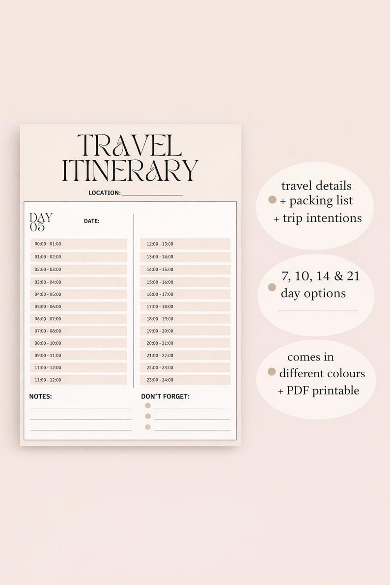 10 Day Travel Planner Printable | Travel Itinerary, Details, Packing ...