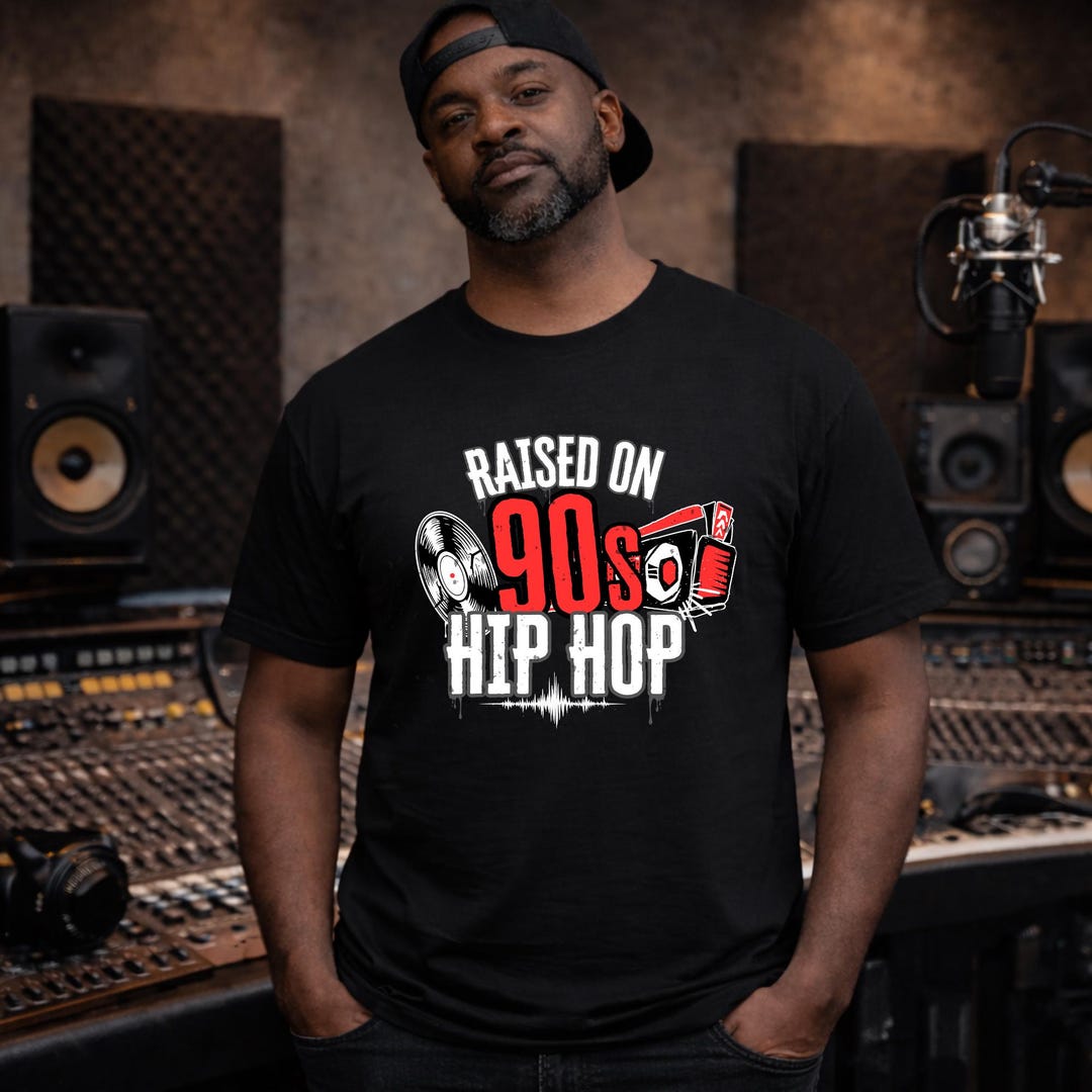 Raised on 90's Hip Hop T-shirt | 90s Rap Vintage Microphone Turntable ...