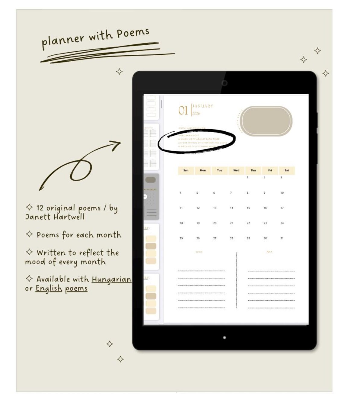 2026 Digital Life Planner With POEMS/ Aesthetic Plannner/ Daily Weekly ...