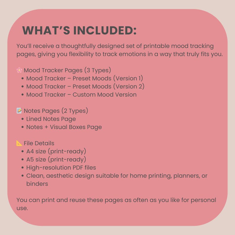 Mood Tracker Printable, Mental Health Tracker, Printable Journal Page ...
