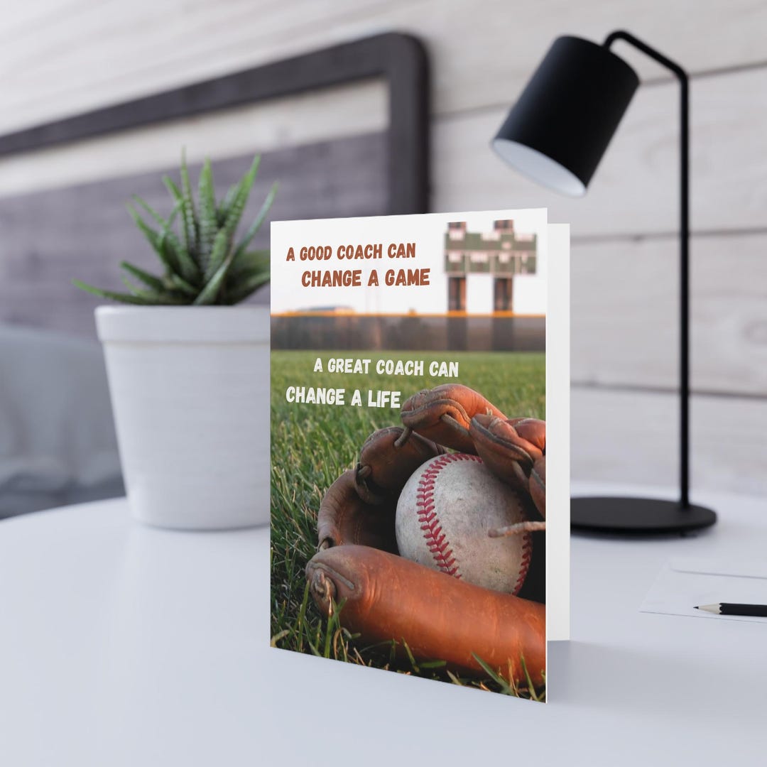 Coach Appreciation Card | Baseball Glove and Ball Greeting Card - Etsy