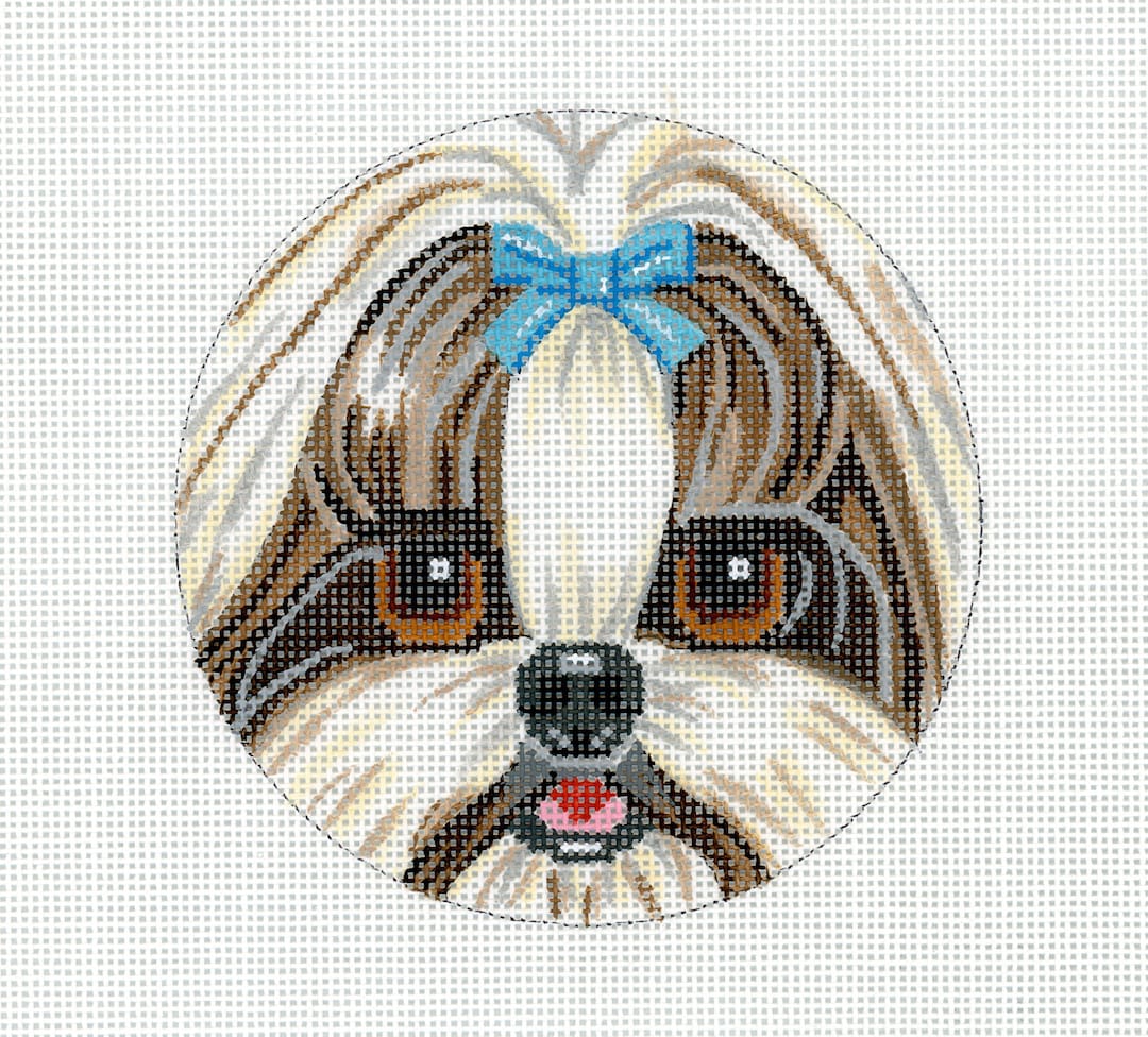 Hand Painted Needlepoint Dog Canvas Shih Tzu Face Purse - Etsy