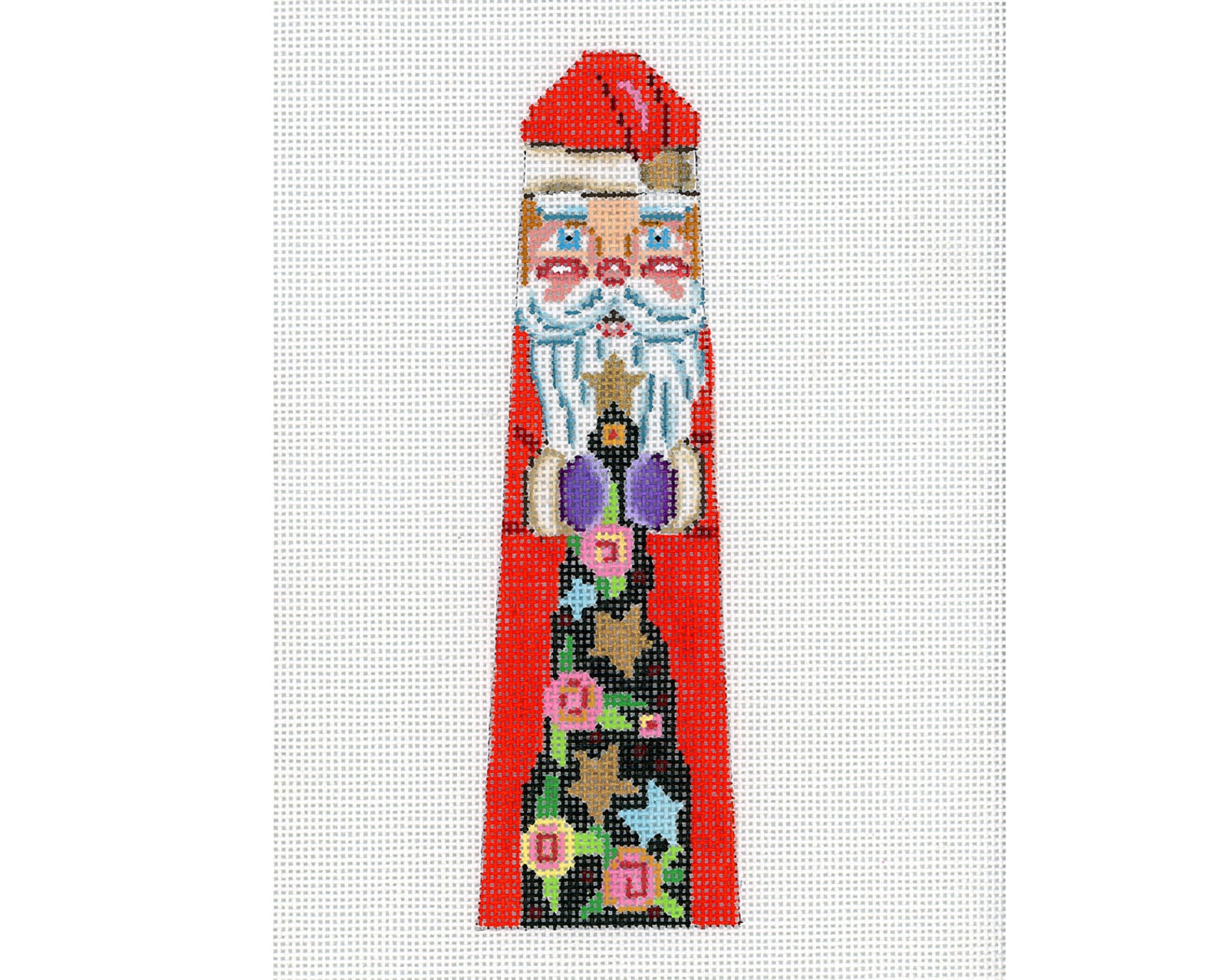Handpainted Needlepoint Santa Bookmark Ornament Red and | Etsy