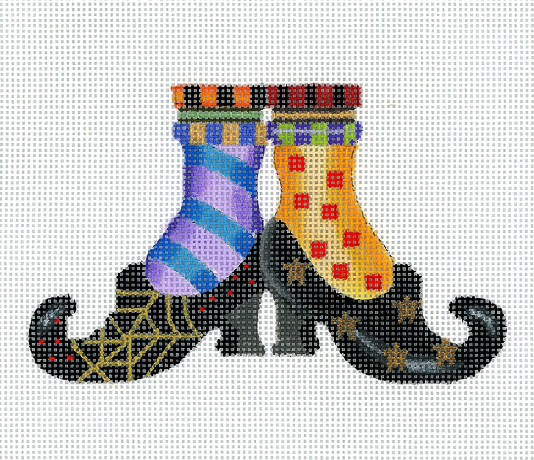 Witch Shoes Halloween Needlepoint Ornament Canvas/hand Painted/18 Mesh ...