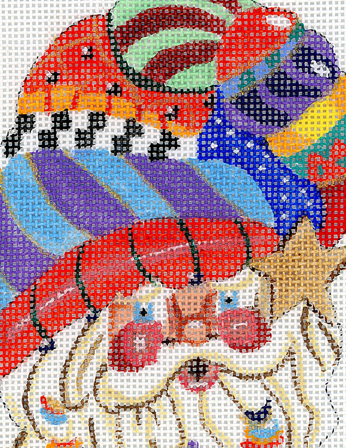 Hand Painted Needlepoint Santa Christmas Ornament Red - Etsy